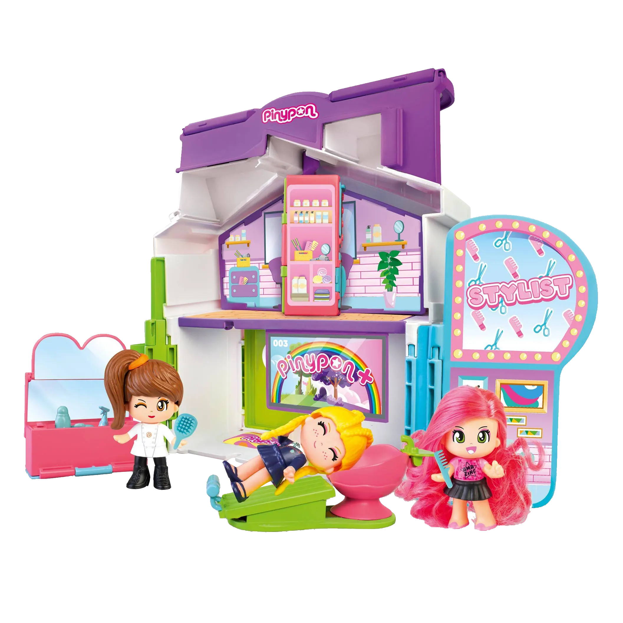 Set PinyPon 3 en 1: Escuela, Salón de Belleza y Cocina